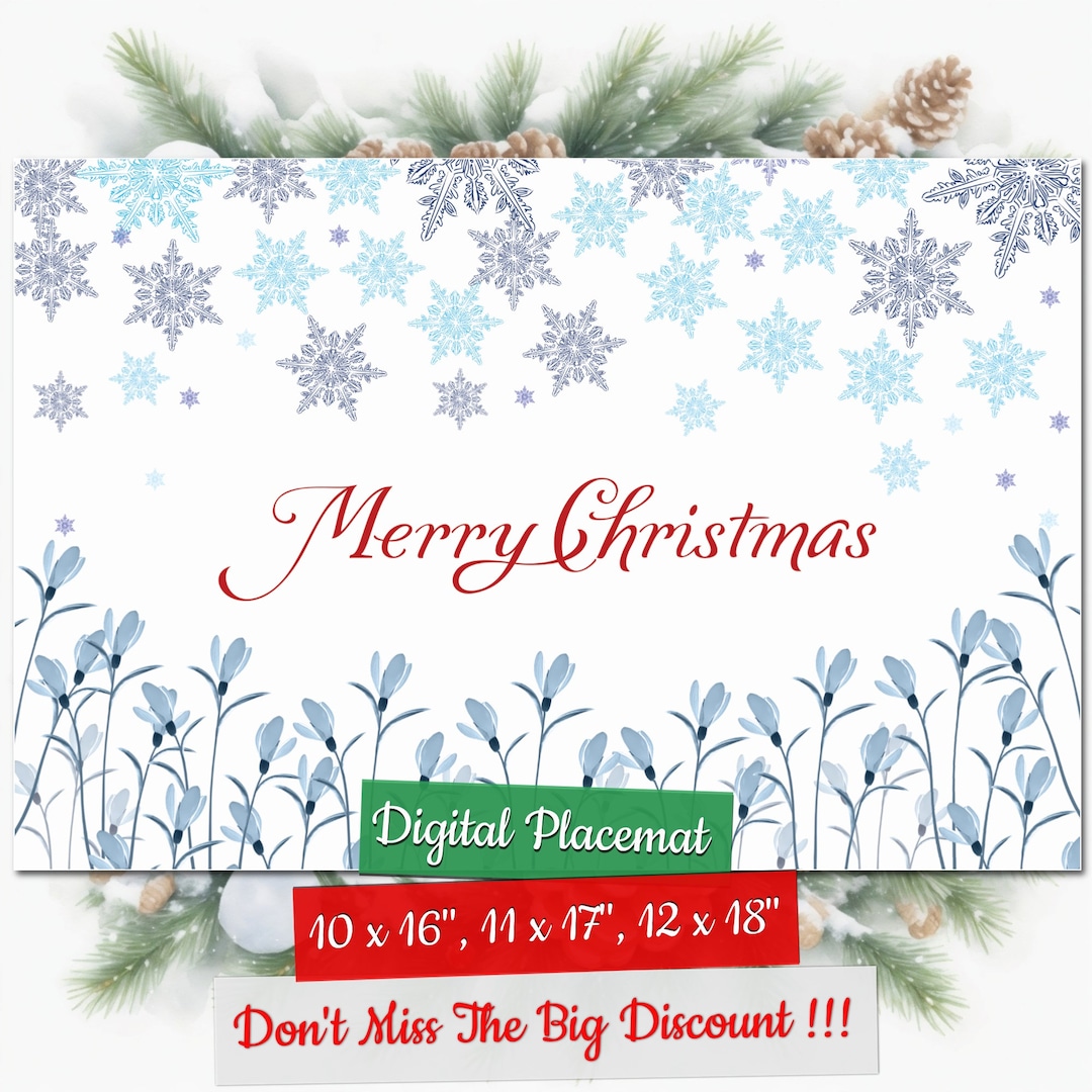 3 Size Christmas Placemat Template Digital Table Mat Template for ...
