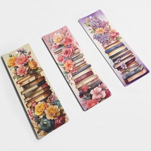 Vintage Books Printable Bookmark Templates Stacked Books Digital ...