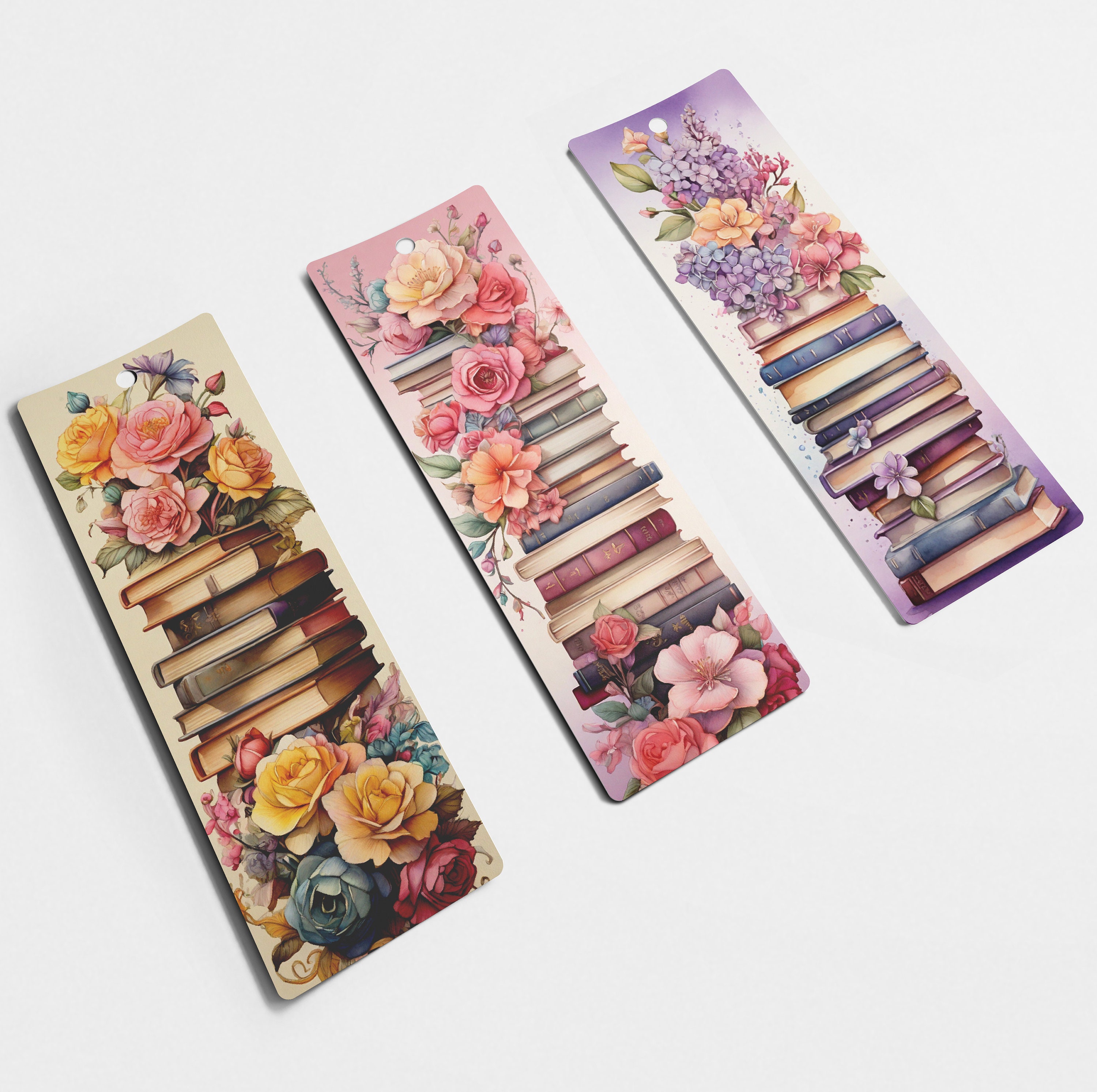 Vintage Books Printable Bookmark Templates Stacked Books Digital ...