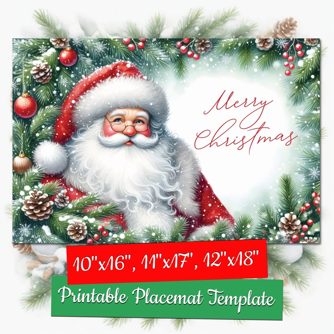 Christmas Placemat Template Digital Santa Claus Table Mat Template ...