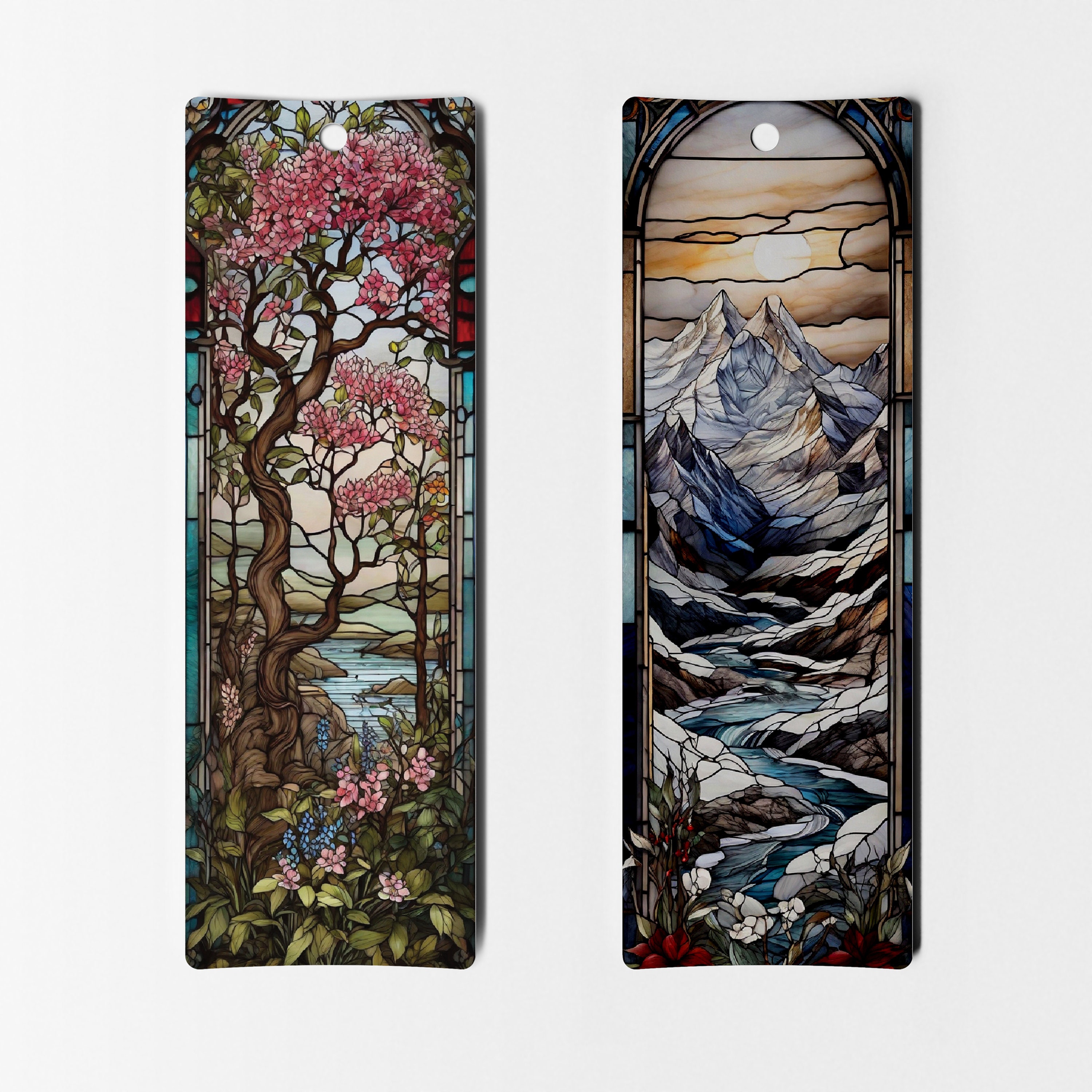 100 Pcs Printable Stained Glass Bookmark Bundle Stained Glass Bookmark ...