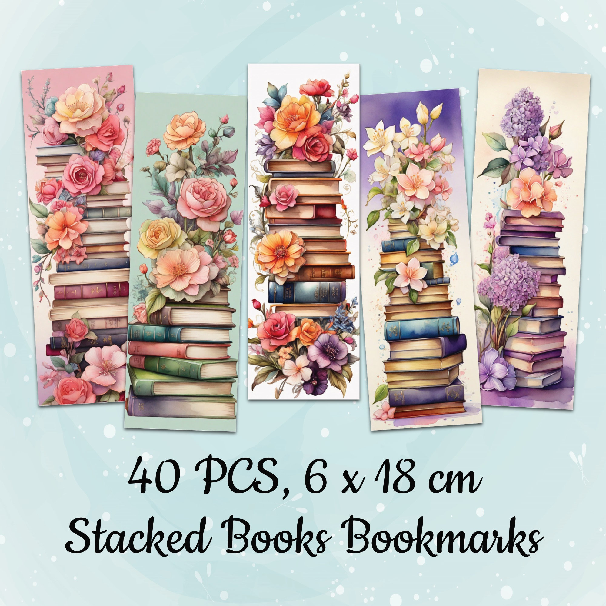 Vintage Books Printable Bookmark Templates Stacked Books Digital ...
