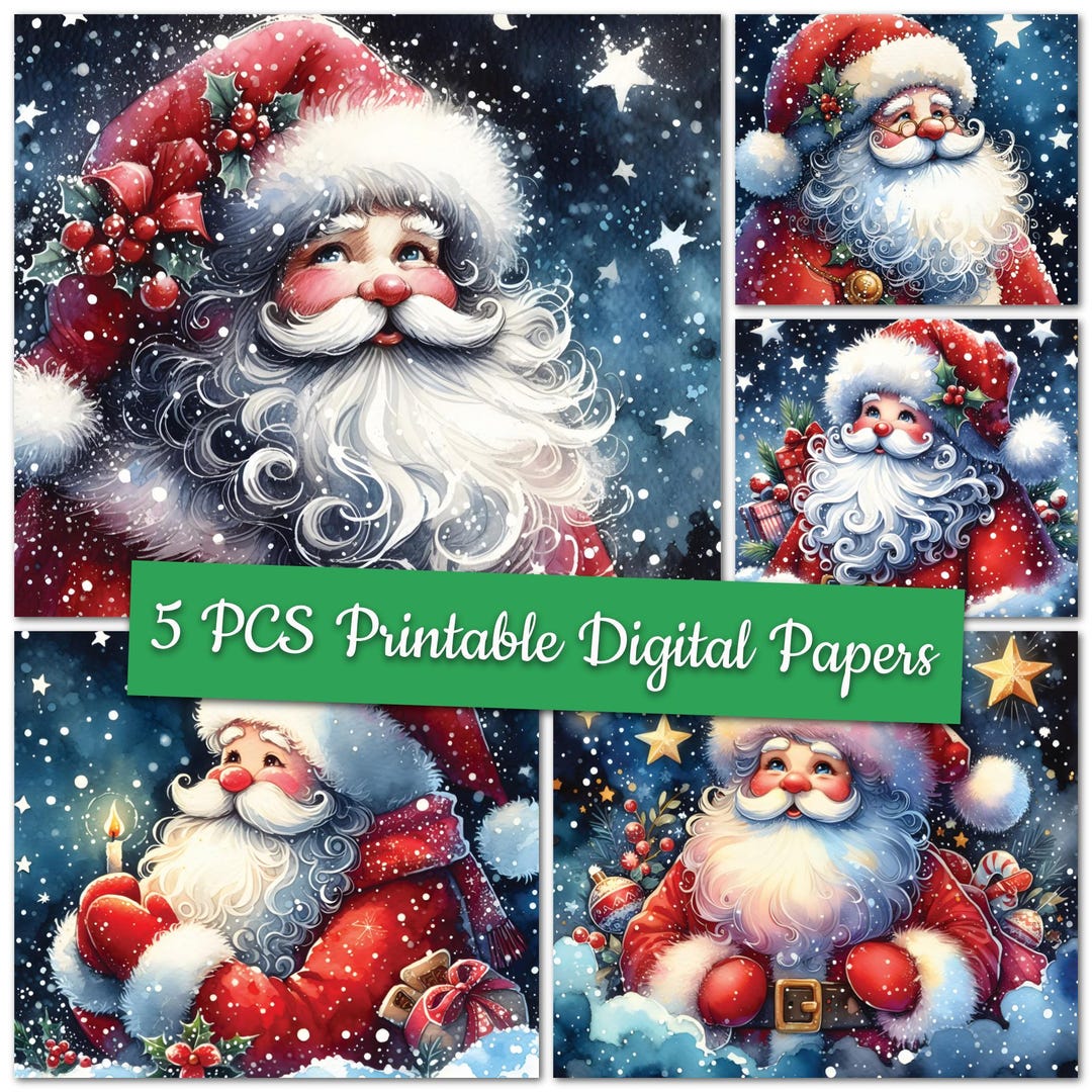 Santa Claus Digital Art Pages Santa Claus Sublimation Designs Digital ...