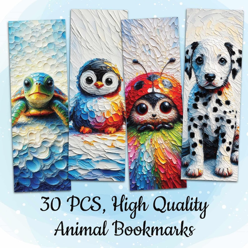 Printable Cute Animal Bookmark Set for Children Digital Chibi Animals ...