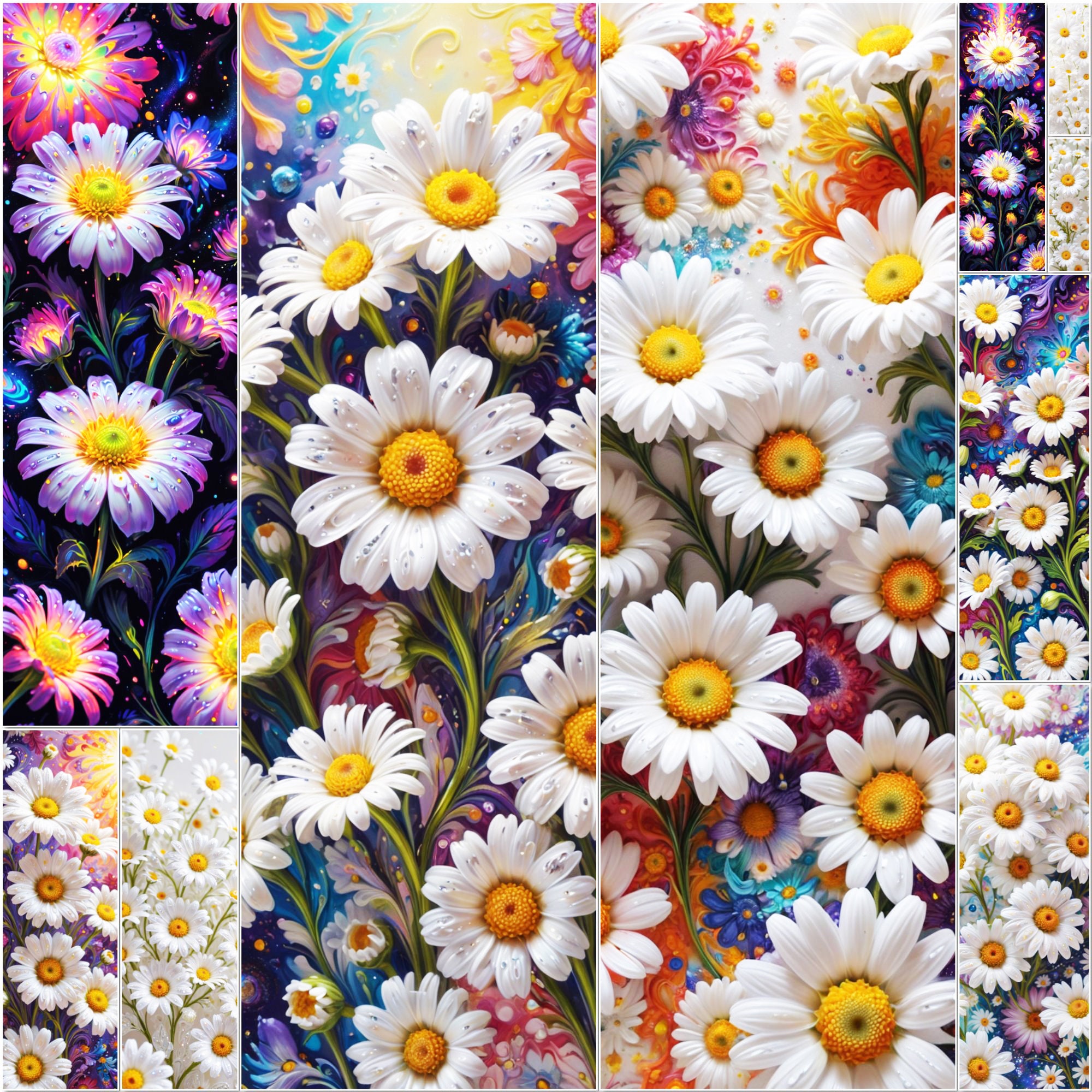 Digital 3D Daisy Bookmark Templates 3D Floral Bookmark Bundle 3D ...