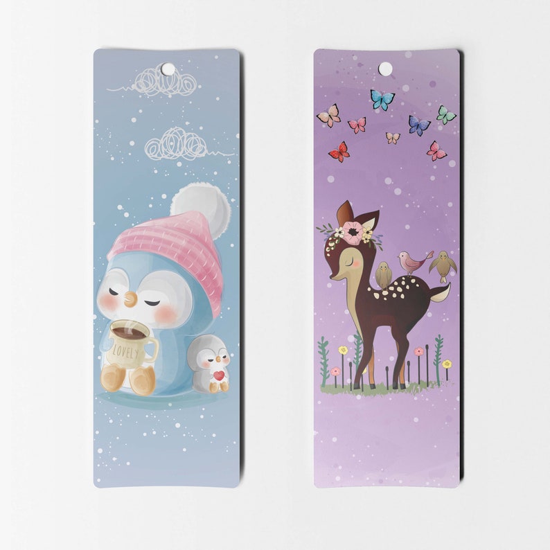 10 Pcs Printable Cute Animal Bookmark Set for Children Digital Chibi ...