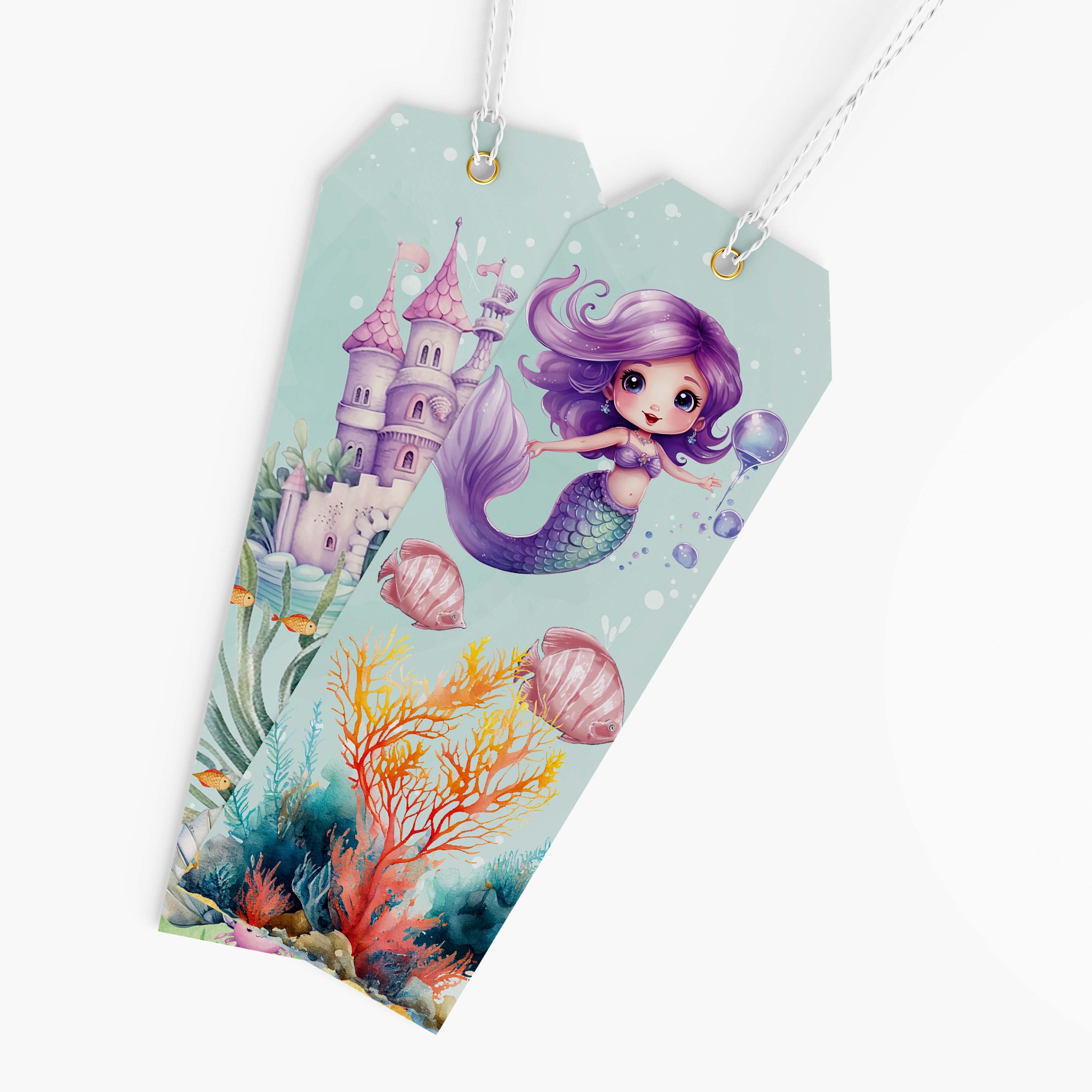 Cute Mermaid Bookmark Set for Children Pretty Mermaid Digital Bookmark ...