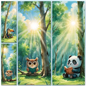Cute Animal Bookmark Set for Children Chibi Animal Digital Bookmark ...