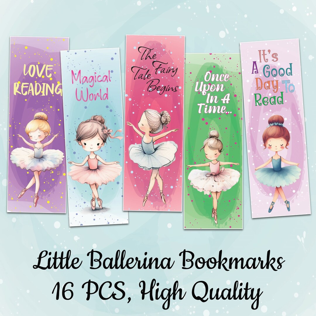 16 Pcs Little Ballerina Printable Bookmark Set for Children Digital ...