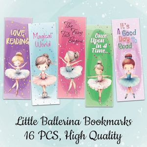 16 Pcs Little Ballerina Printable Bookmark Set for Children Digital ...
