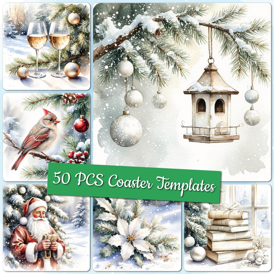 Christmas Square Coaster PNG Bundle Christmas Sublimation Designs ...