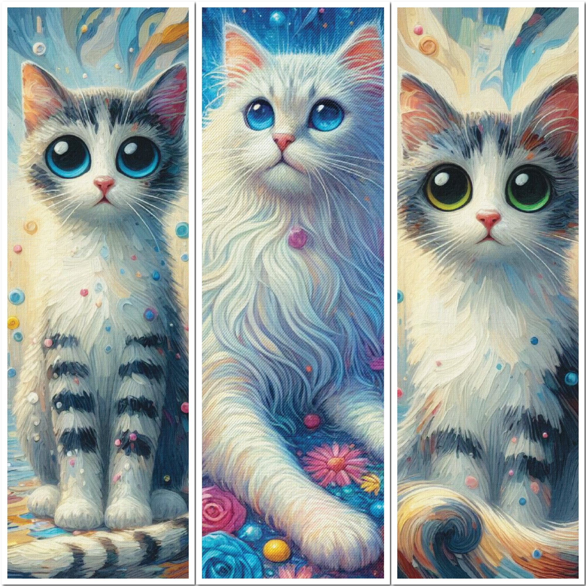 Printable Cute Cats Bookmark Set for Children Chibi Animals Digital ...