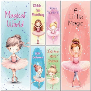 16 Pcs Little Ballerina Printable Bookmark Set for Children Digital ...