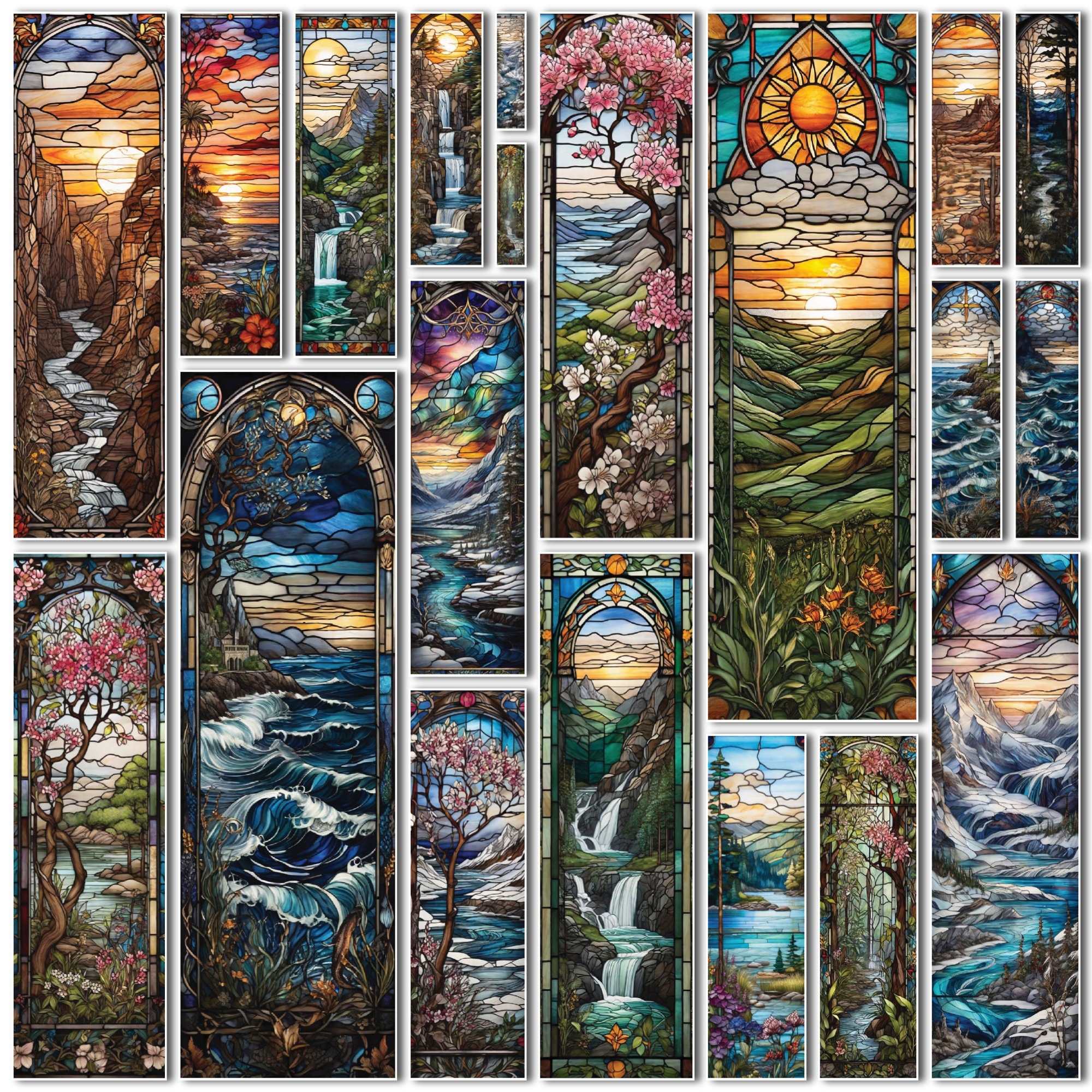100 Pcs Printable Stained Glass Bookmark Bundle Stained Glass Bookmark ...