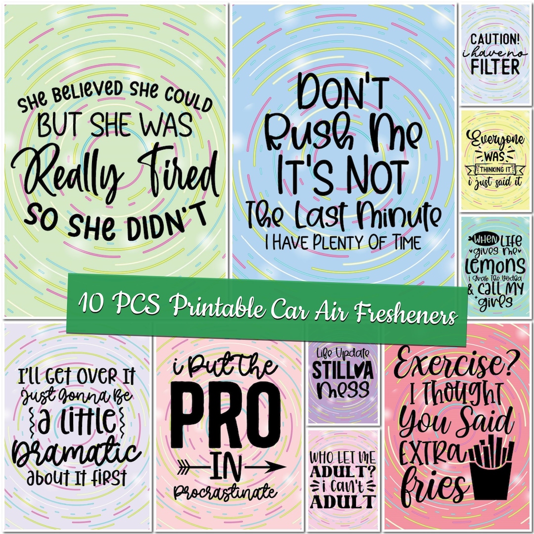 Printable Sarcasm Car Air Freshie Templates Sarcastic Sublimation ...