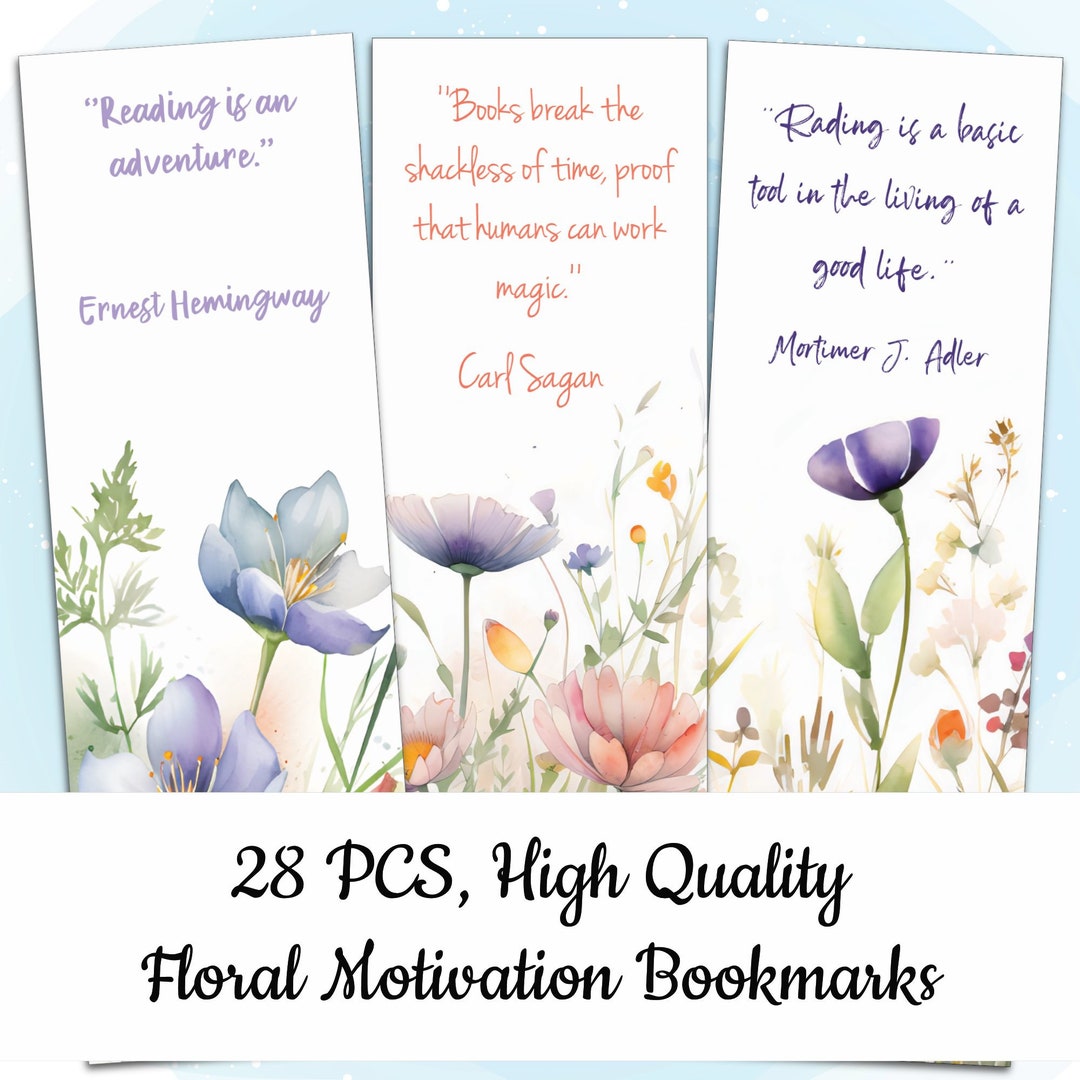 Digital Inspirational Bookmark Templates Printable Book Quotes Bookmark ...