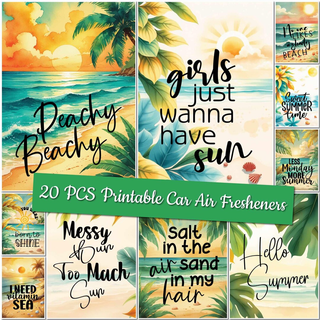 Printable Summer Car Air Freshener Templates Summer Sublimation Designs ...