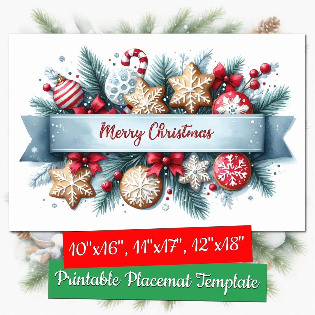 Christmas Placemat Template Digital Table Mat Template for Fabric Paper ...