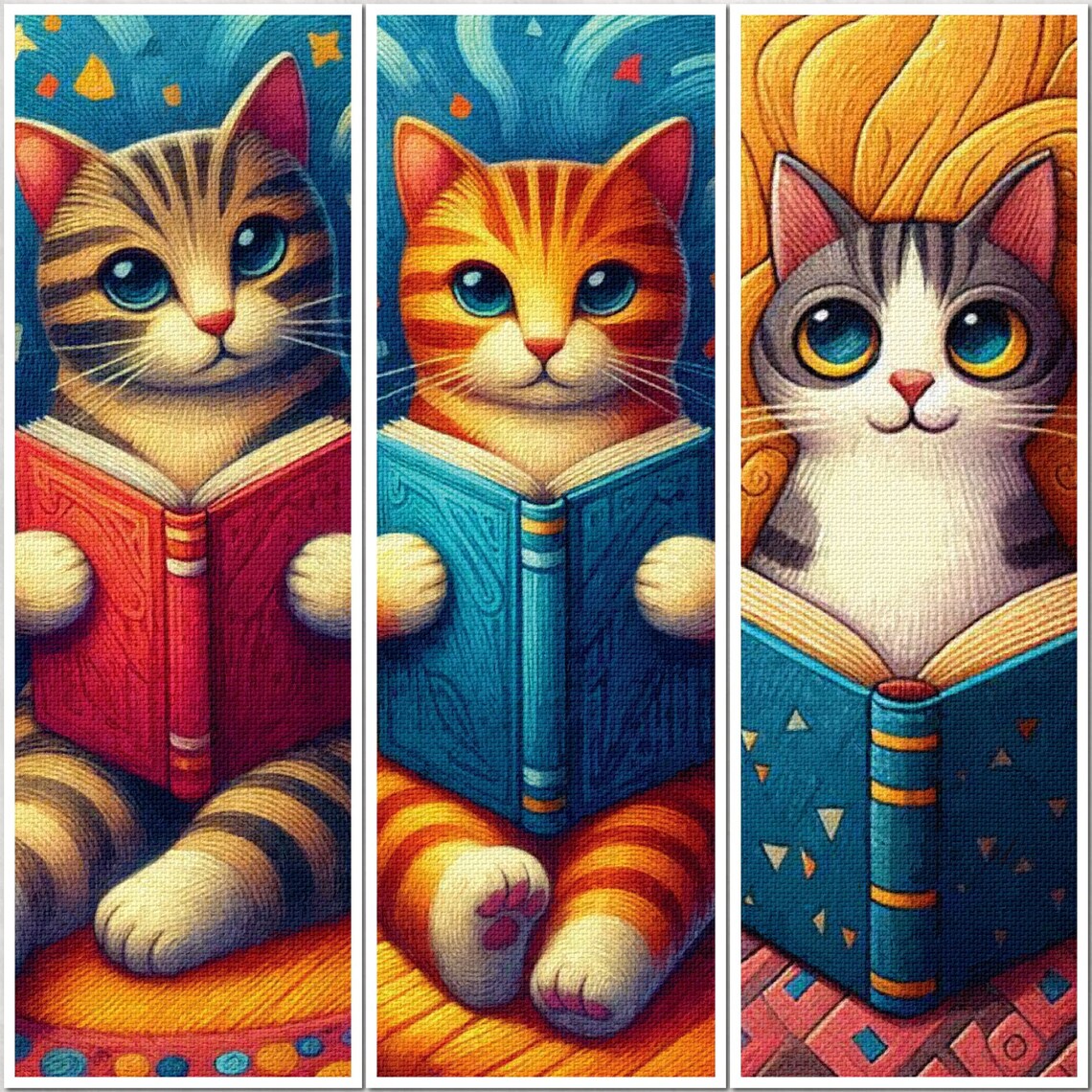 Printable Cute Cats Bookmark Set for Children Chibi Animals Digital ...