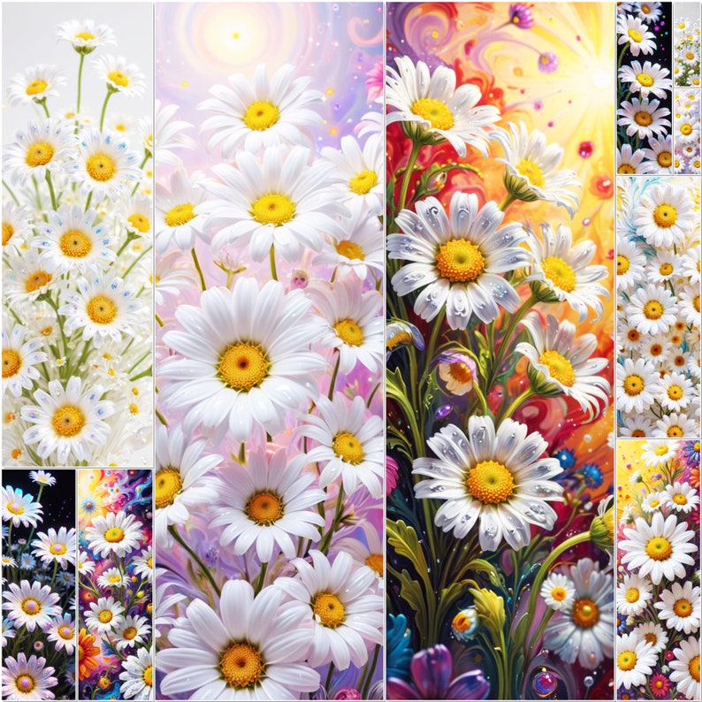 Digital 3D Daisy Bookmark Templates 3D Floral Bookmark Bundle 3D ...