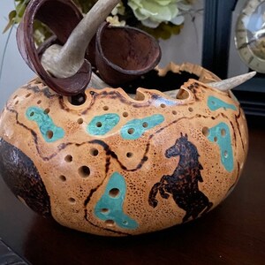 Gourd Art Handcrafted "wilderness" Embellished With Seed Pods and Shed ...