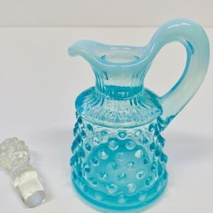 Fenton Vintage Hobnail Blue Opalescent Glass Cruet With Stopper - Etsy