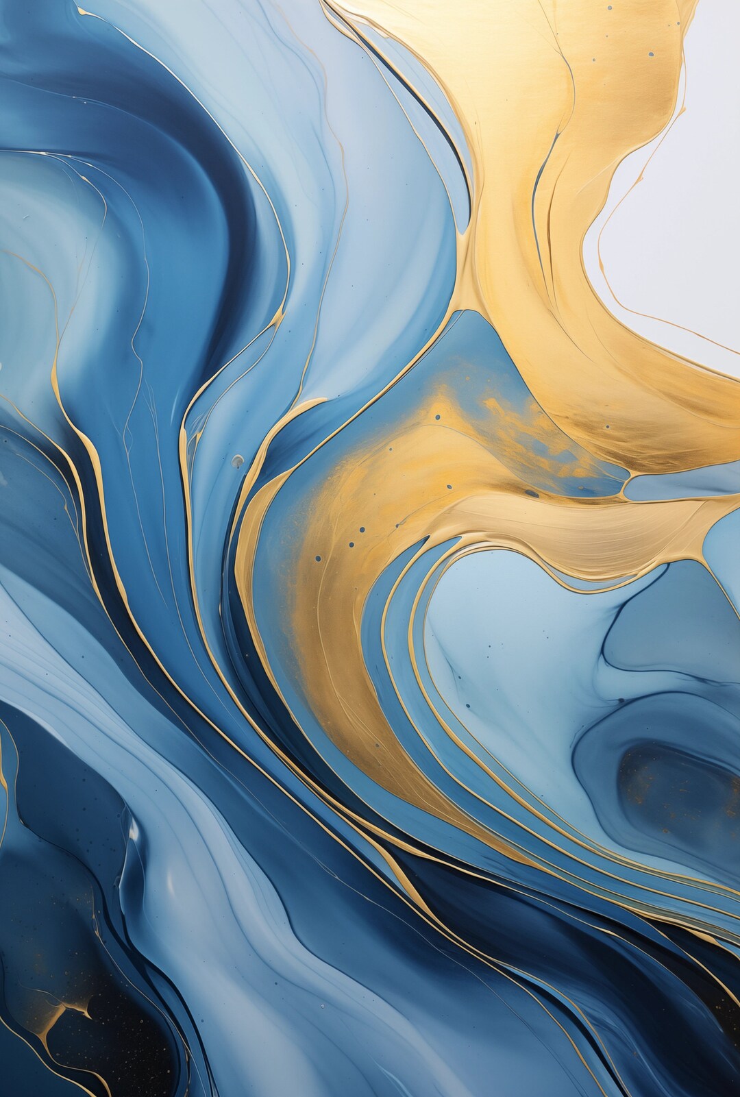 Pouring Images EMMA Blue and Gold Pouring Picture Glossy Effect - Etsy