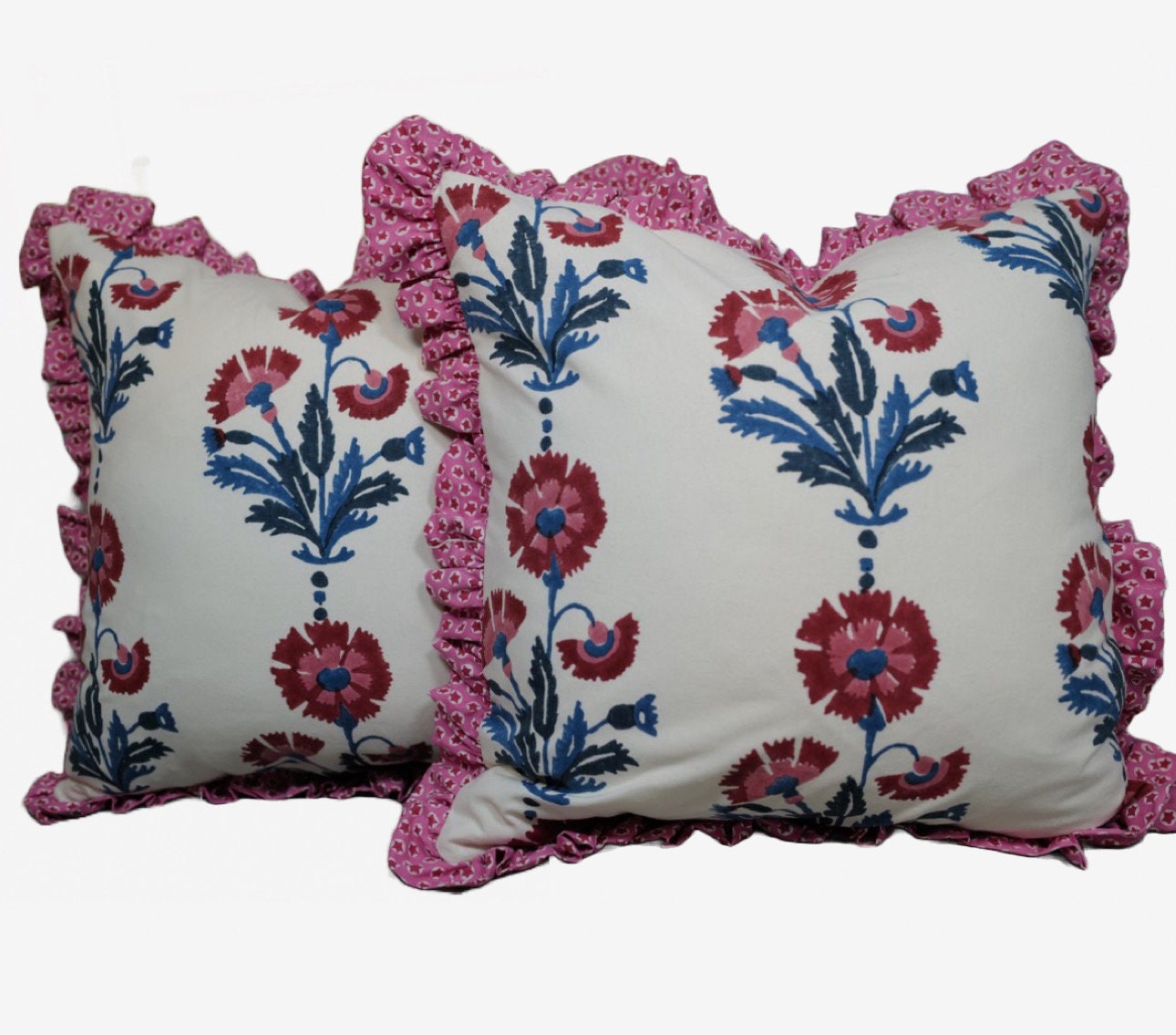 Molly Mahon Block Print Pillow Cover Schumacher Dianthus - Etsy