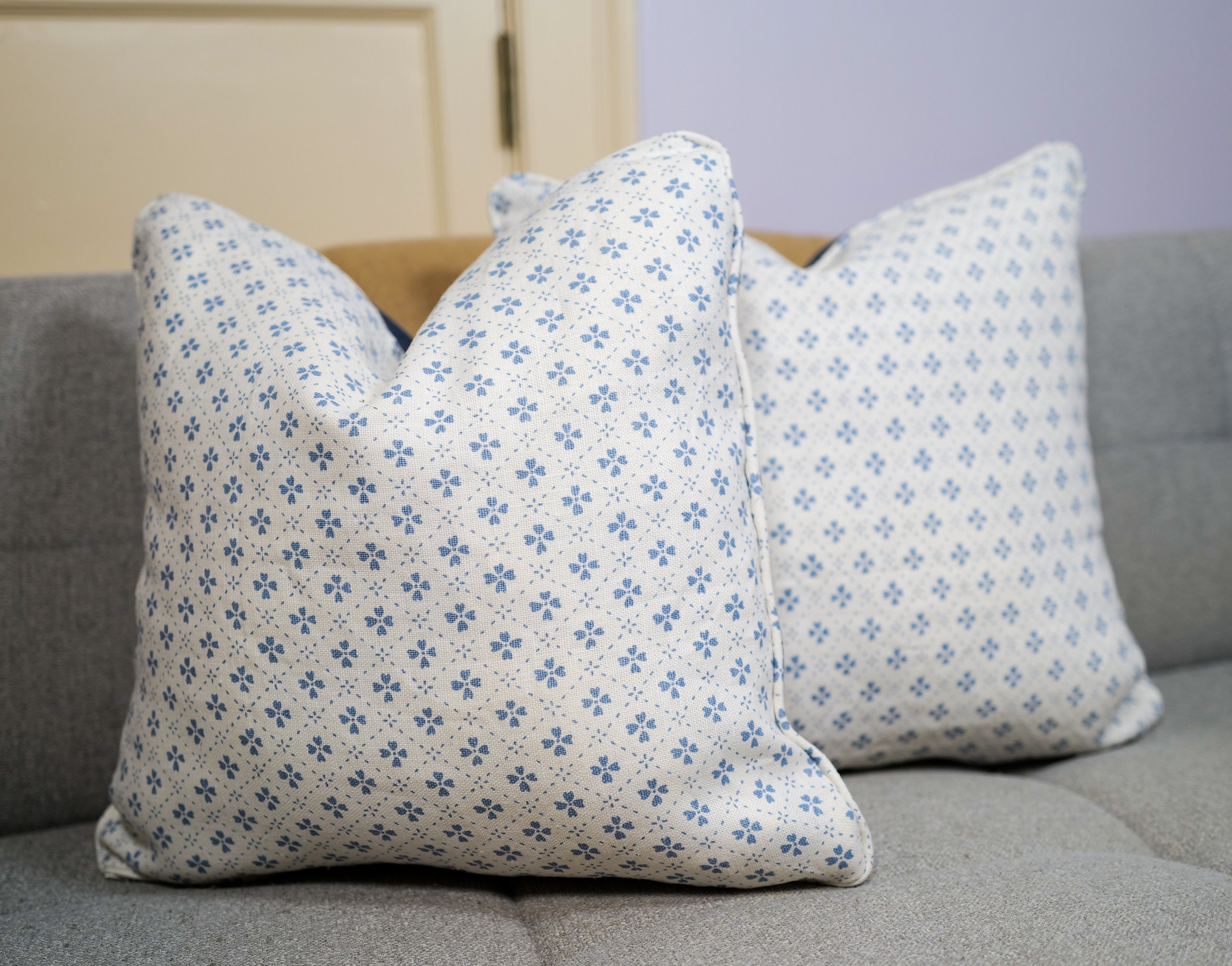 PAIR Anna Spiro Textiles Self Piped High End Pillow Navy Reverse - Etsy