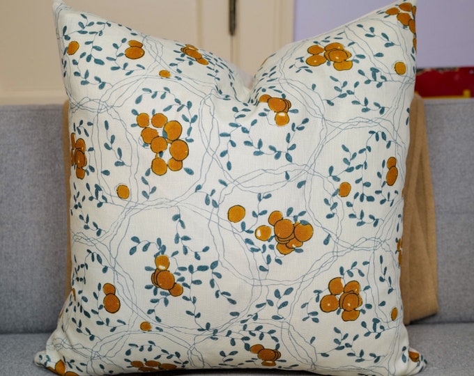 Rosa Bernal sevilla in Azul/ochre High End Linen Pillow Cover. Designer ...