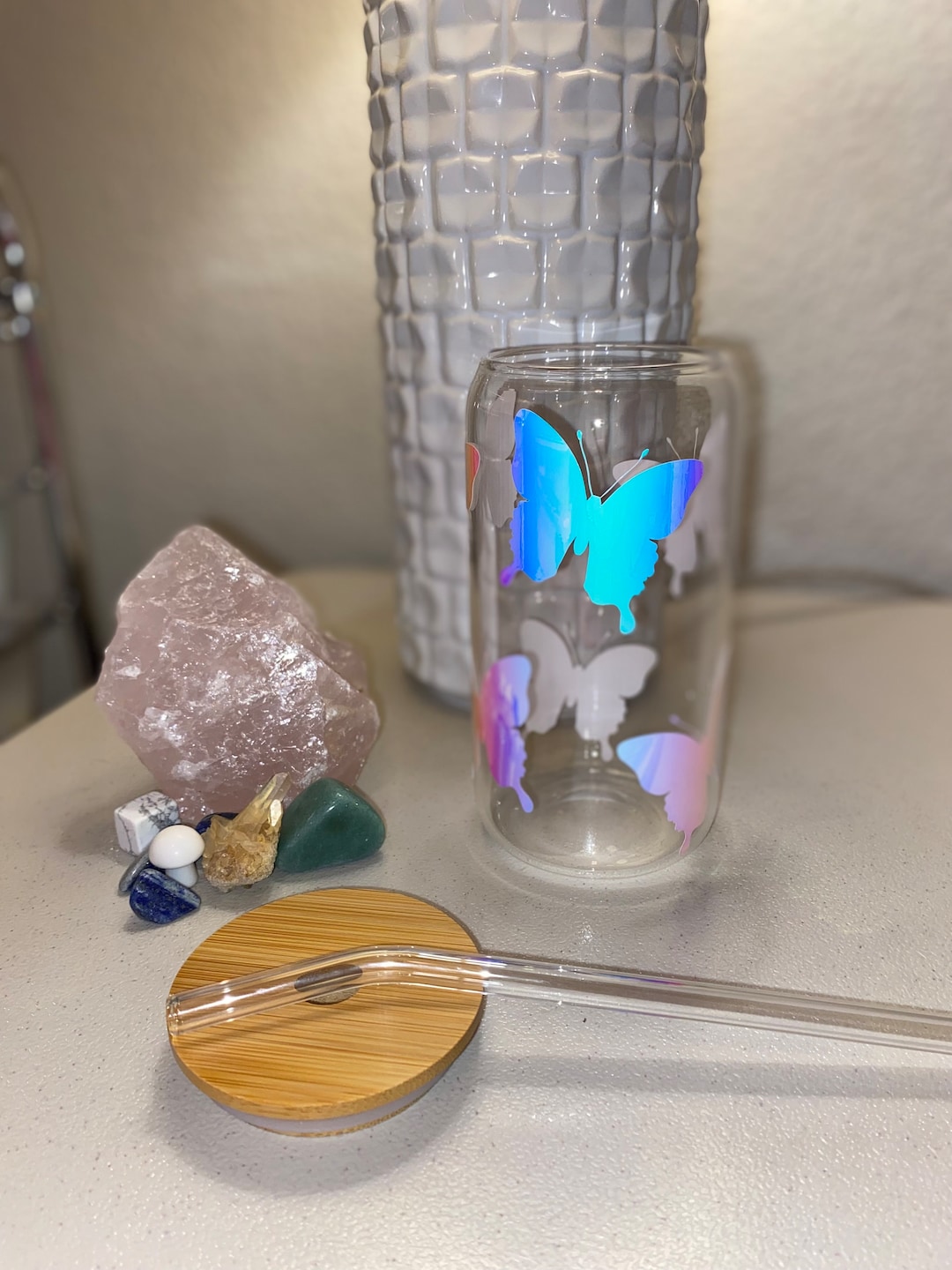 Holographic Butterfly Beer Can Glass - Etsy