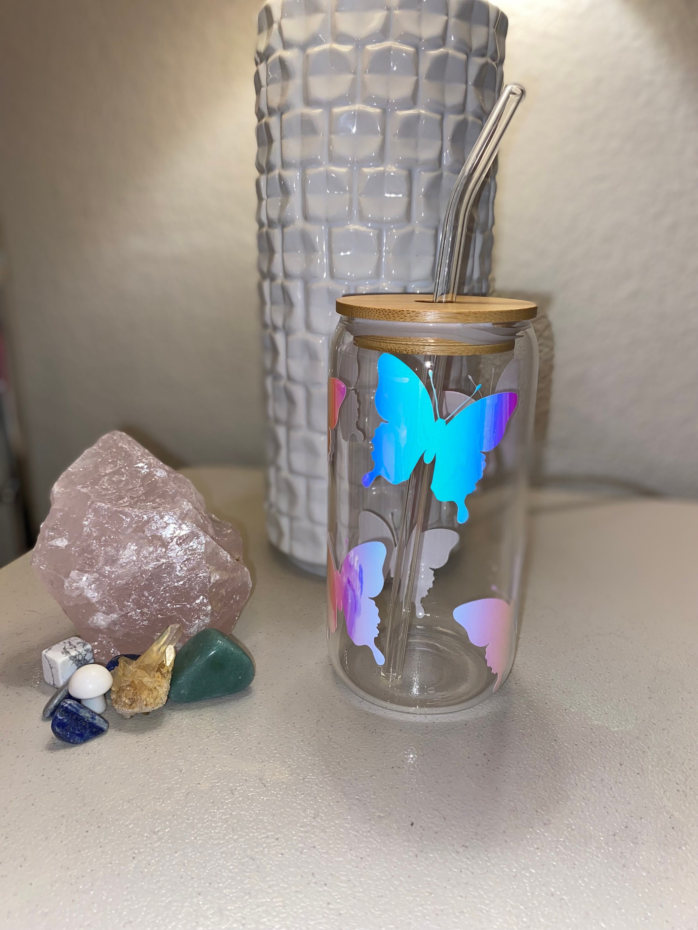 Holographic Butterfly Beer Can Glass - Etsy