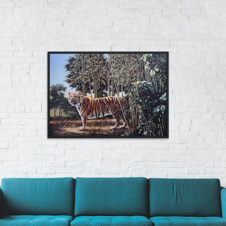Optical Illusion Wall Art Print, Hidden Tiger Illusion Home Decor ...
