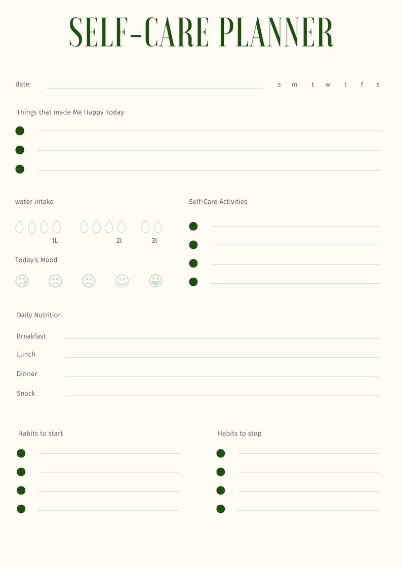 Minimalist Aesthetic Self-care Personal Planner Instant - Etsy