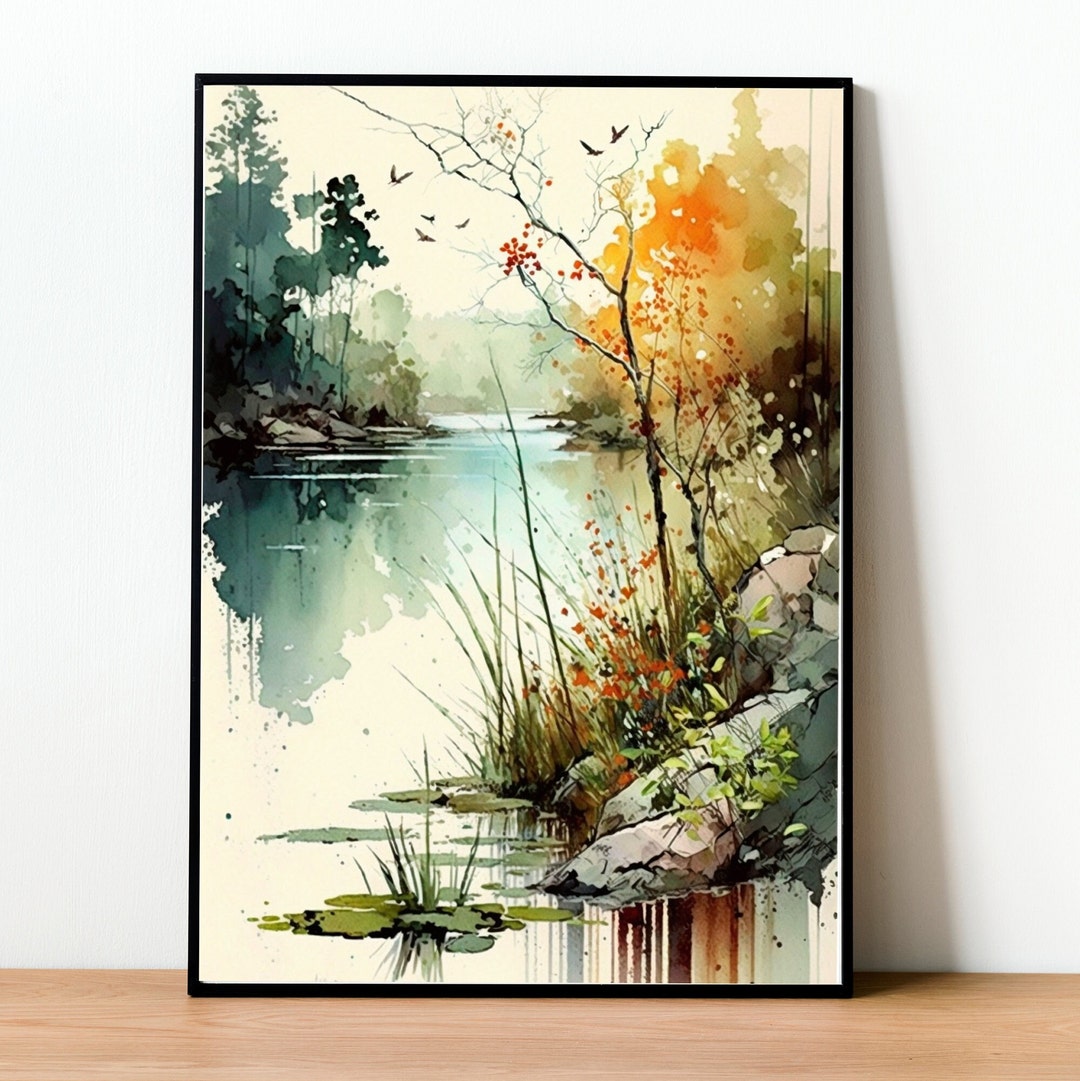 Watercolor Printable, Marsh, Nature, Digital Painting, Printable Wall ...