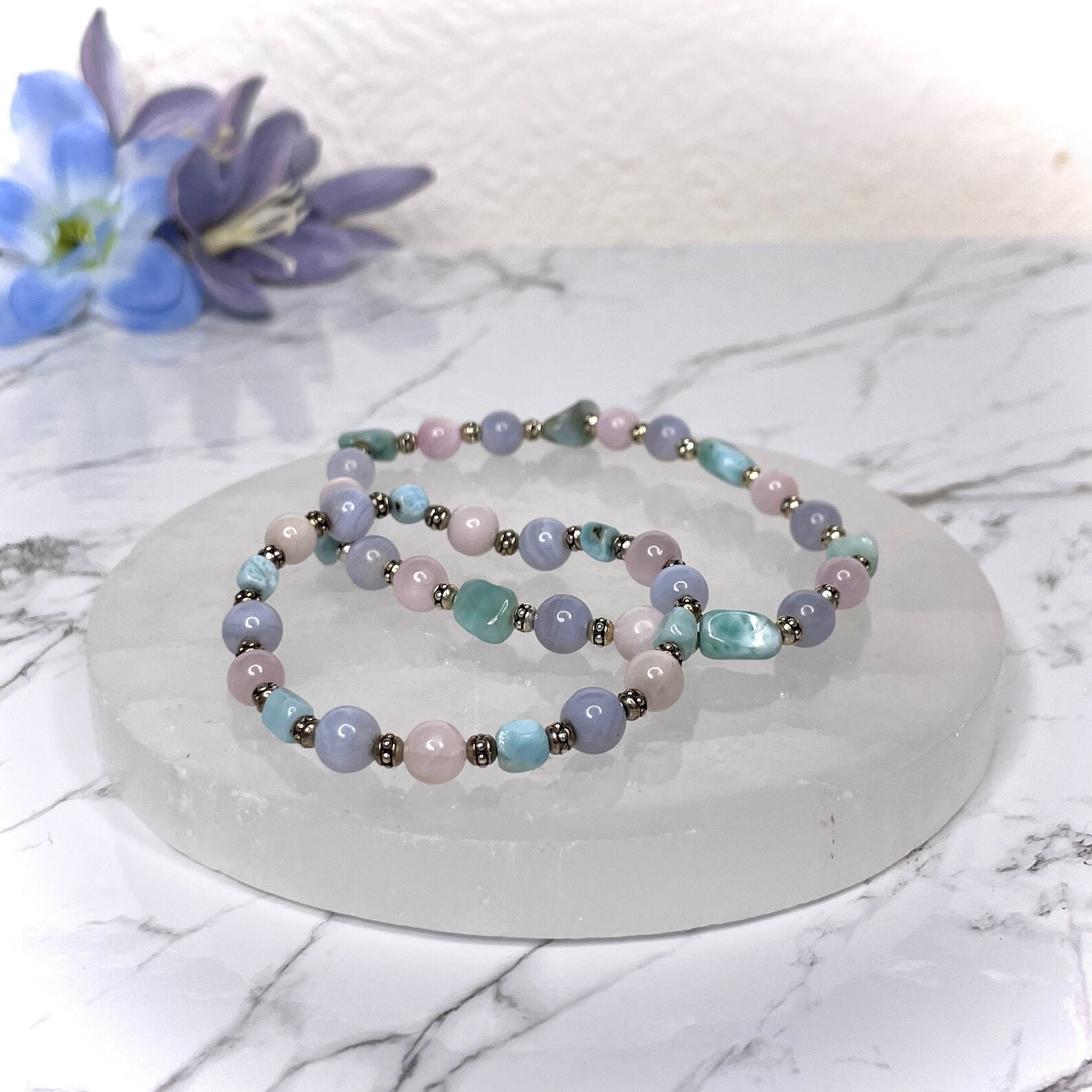 Our ‘nathalie’ Bracelet - Charity Donation. Blue Lace Agate, Lilac ...