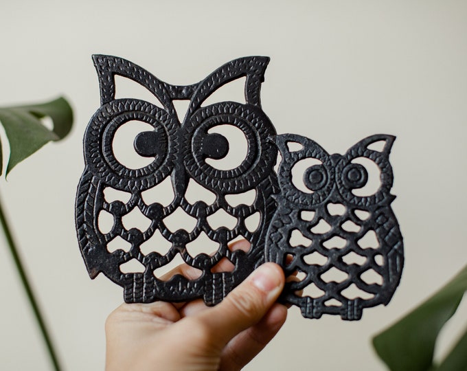 Owl Trivet Vintage 70s Decor Cast Iron Owl Trivets Owl Collectible MCM ...
