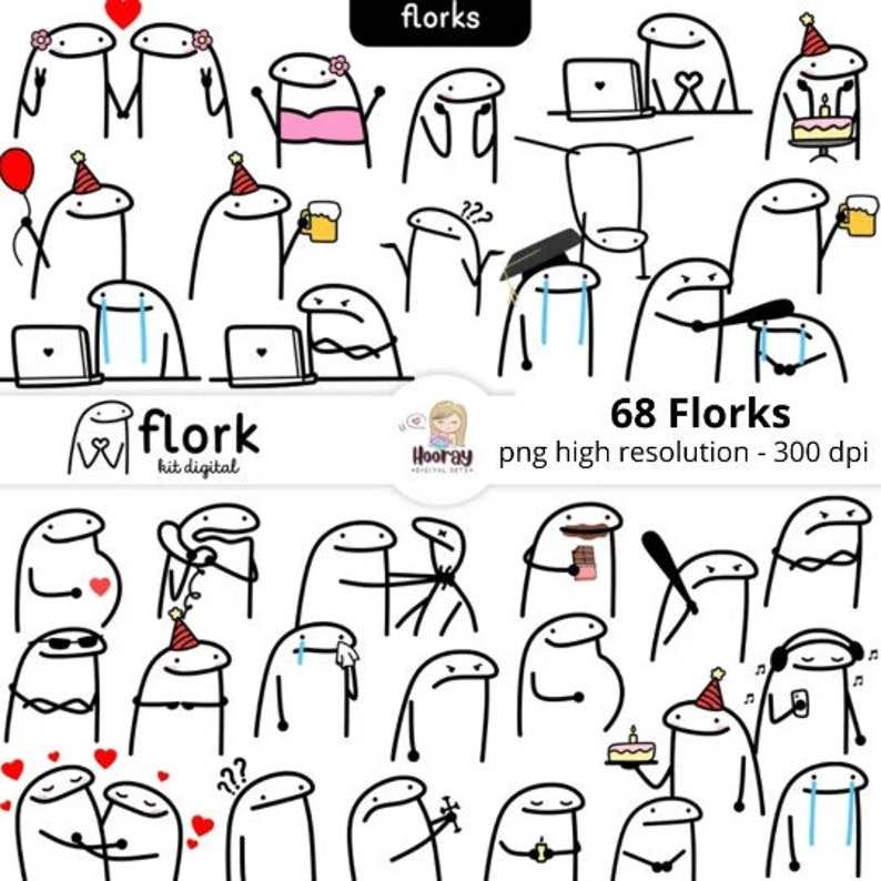 Flork Digital Set Imágenes prediseñadas Flork PNG Flork - Etsy España