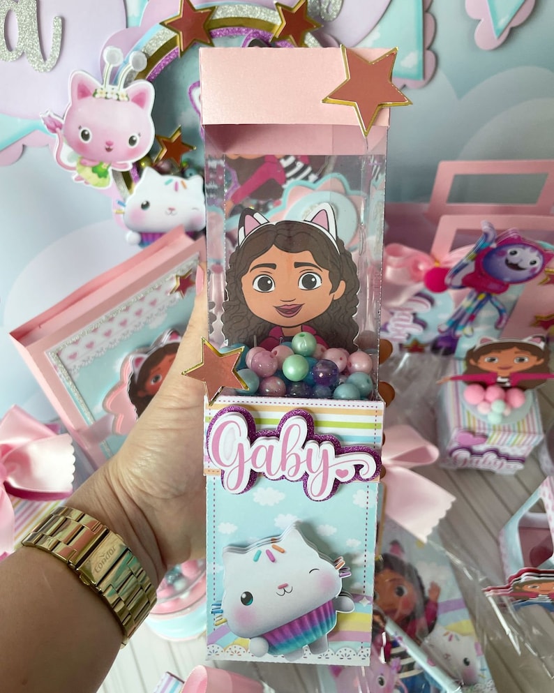 Gaaby's Dollhouse Favors Boxes Personalized, Party Supplies Tags ...