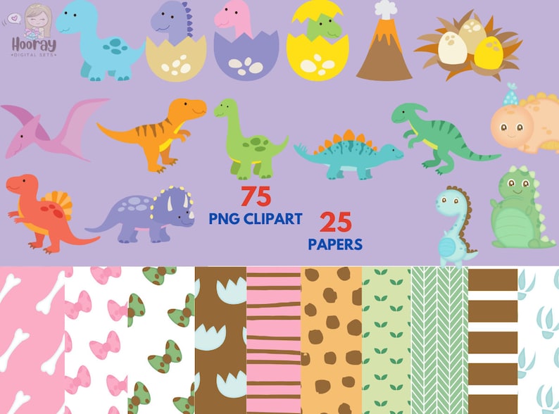 Cute Dinosaurs PNG Cute Dinosaurs Clipart Cute Dinosaurs Digital Set ...