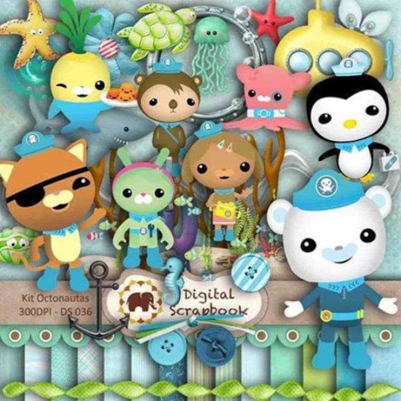 Octoonauts Clipart Digital Set - Transparent Background + Cake Topper ...