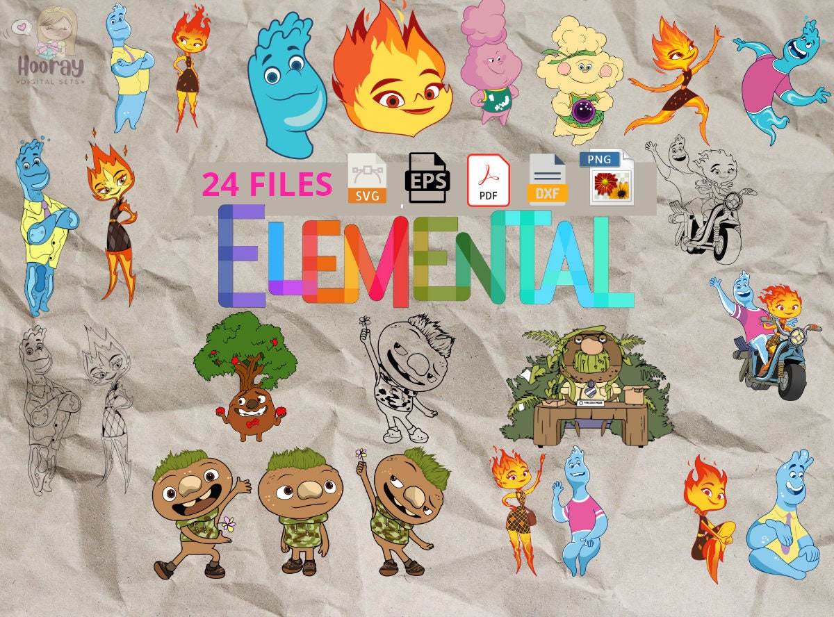 Elemental clipart set Elemental svg cut files png dxf - Etsy España