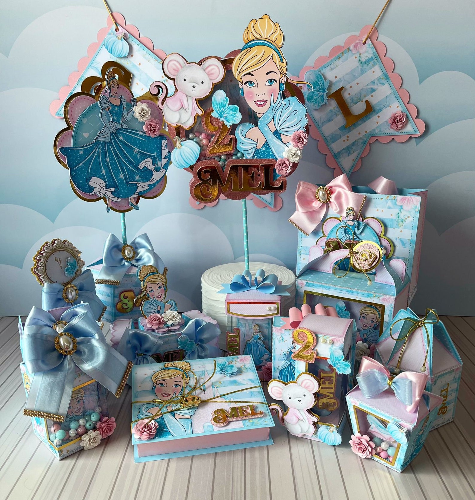 Cinderella - Favors Boxes Personalized, Party Supplies Tags Digital ...