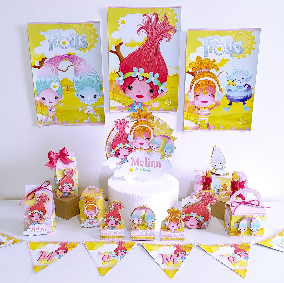 Trolls - Favors Boxes Personalized, Party Supplies Tags Digital, Cake ...