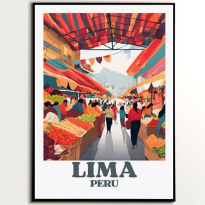 Lima Peru Print, Peruvian Culture Poster, Vibrant Street Market, Home ...