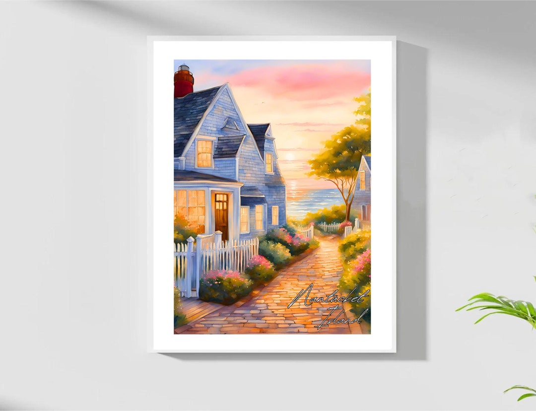 Nantucket Island Wall Art, Nantucket Poster, Coastal Home Decor ...