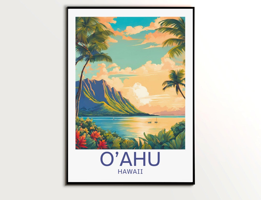 Oahu Hawaii Matte Poster, Lush Hawaiian Art Print, Tropical Decor, Wall ...