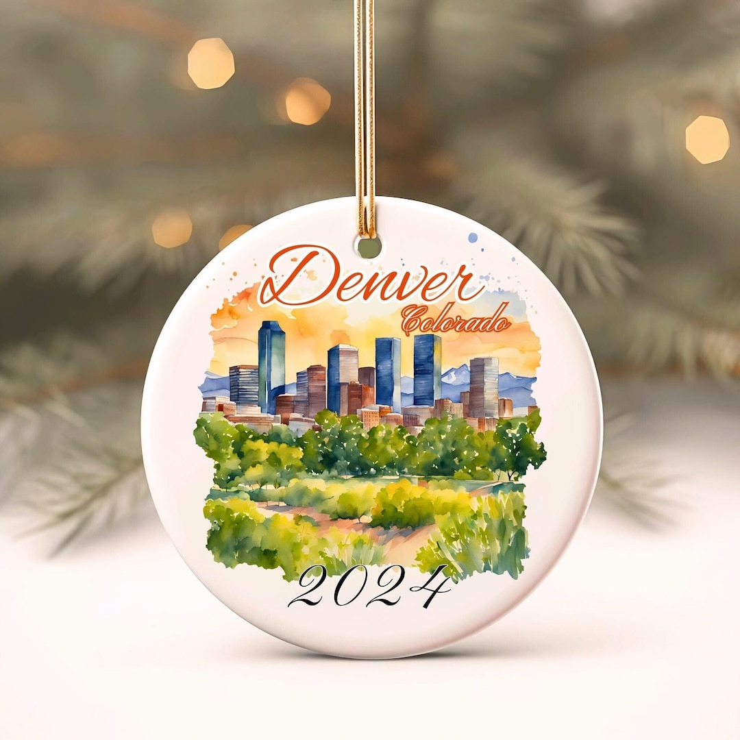 Custom Denver Ornament, Personalized Ornament, Watercolor Cityscape ...