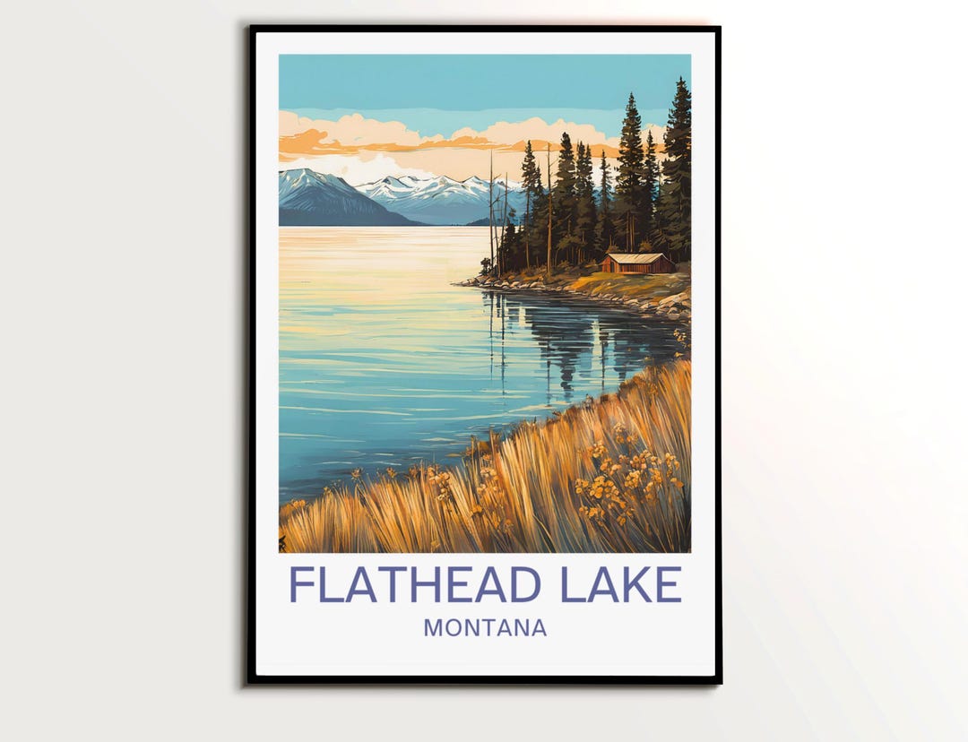 Flathead Lake Poster Print, Montana Travel Landscape Artwork, Matte ...