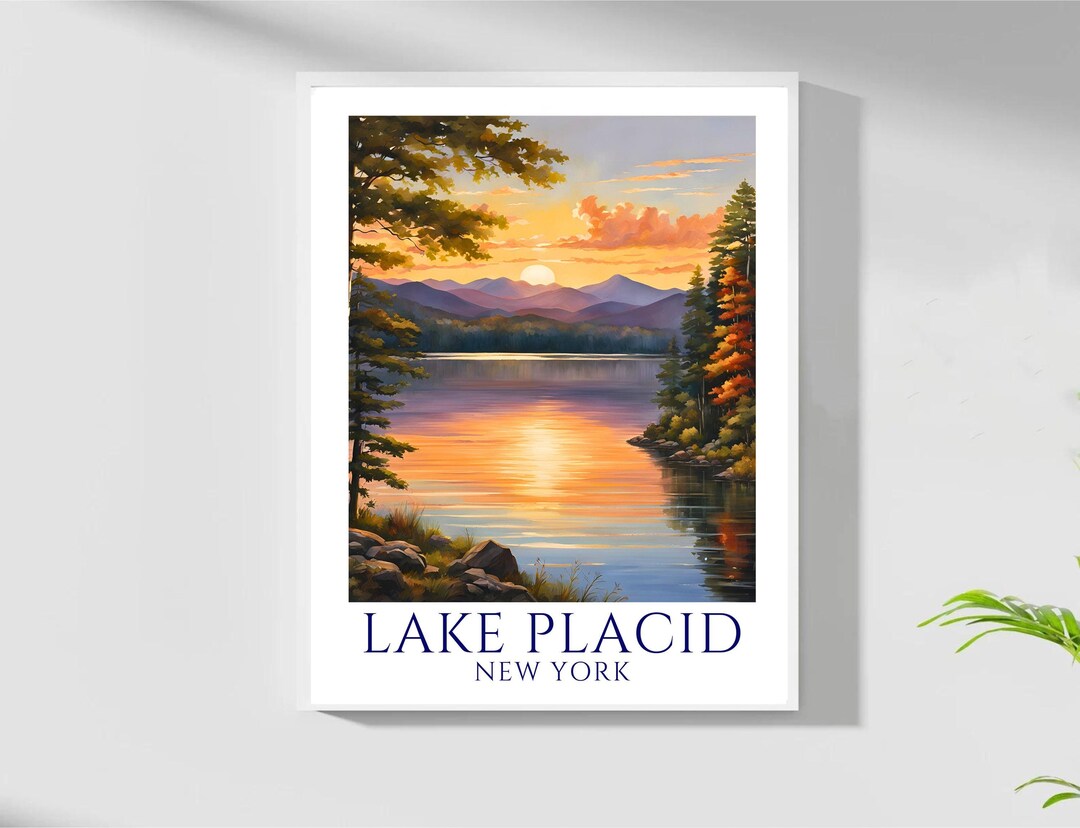 Lake Placid Wall Art - Lake Placid Poster, Scenic Adirondack Mountain ...